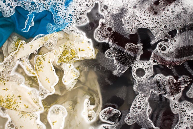 Laundry Soaked in Water with Powder. Stock Image - Image of lather ...