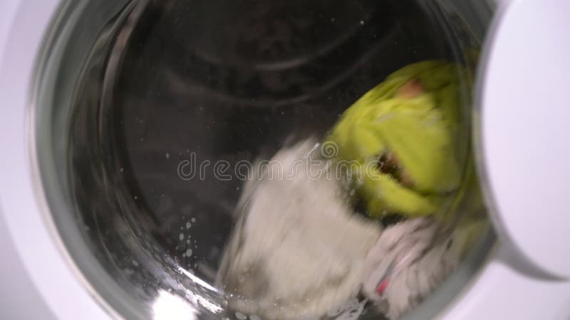 Laundry Spinning in Soapy Water in a Machine Stock Footage - Video of ...