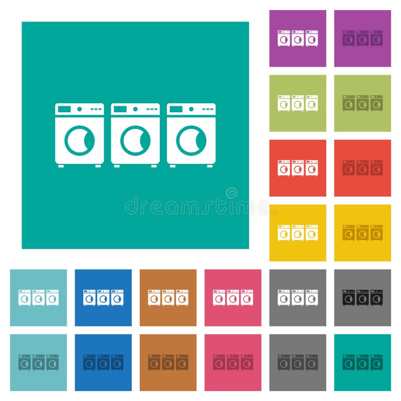 Laundry Square Flat Multi Colored Icons Stock Vector - Illustration of ...