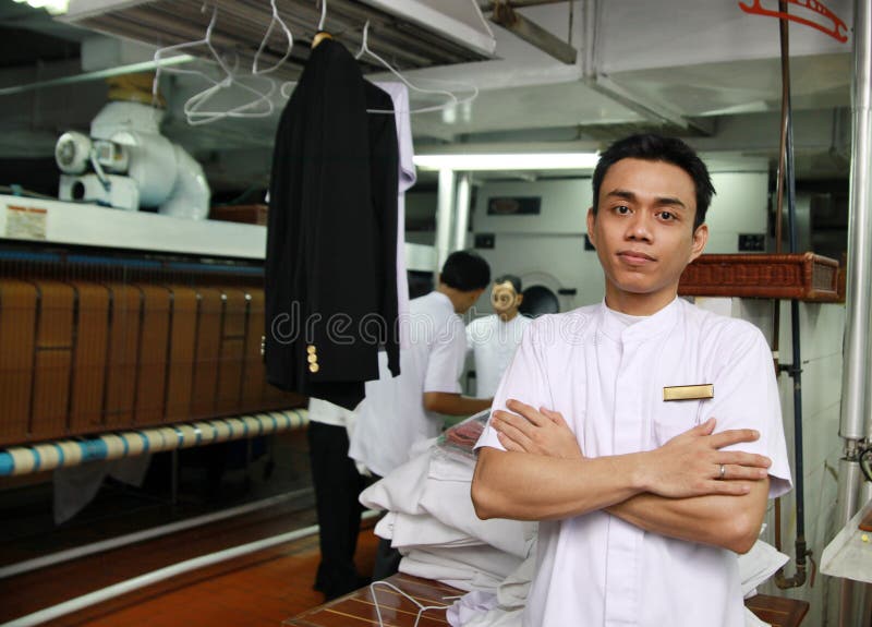 Laundry staff stock image. Image of laundry, work, sheet - 13091313