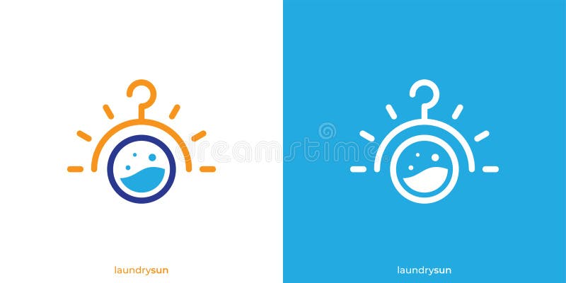 Simple Sun Laundry Logo. Hanger, Sun, and Washer Combination with ...