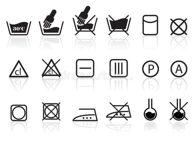 Laundry and Textile Care Symbols Stock Vector - Illustration of ...