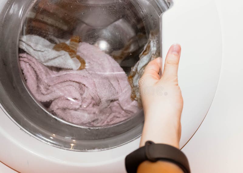 Laundry. Wash Clothes in the Washing Machine Stock Image - Image of ...