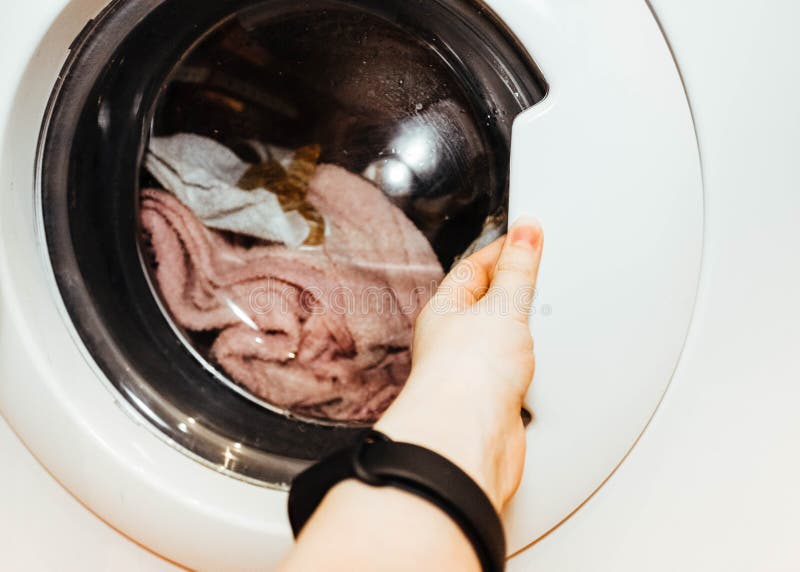 Laundry. Wash Clothes in the Washing Machine Stock Photo - Image of ...