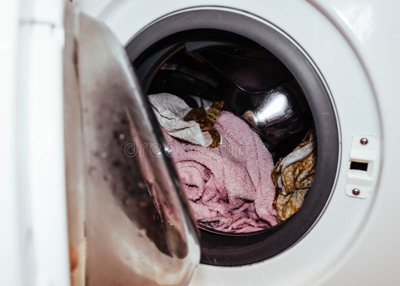 Laundry. Wash Clothes in the Washing Machine Stock Image - Image of ...