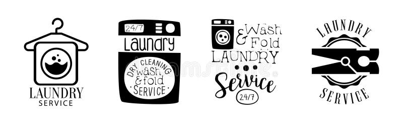 Laundry Wash and Fold Service Label and Logo Vector Set Stock Vector ...