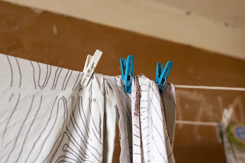 Laundry Washed on a Rope is Dried Stock Image - Image of cotton, city ...