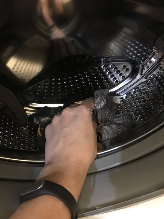 Laundry with Washing Beautiful Machine Stock Photo - Image of indoors ...