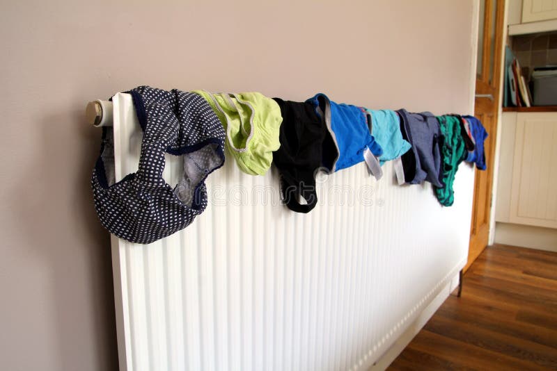 Laundry or Washing Drying on a Domestic Radiator Stock Image - Image of ...