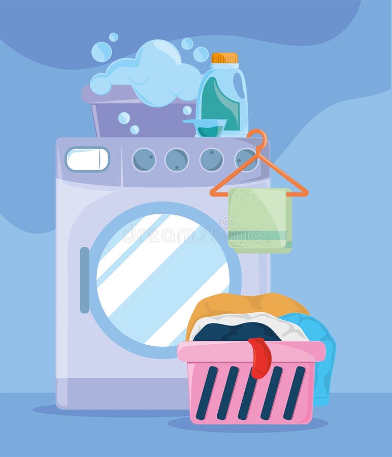 Laundry washing machine stock vector. Illustration of domestic - 224289439