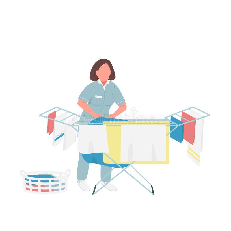 Laundry Worker Loading Washing Machine, Flat Vector Illustration Isolated. Stock Vector ...