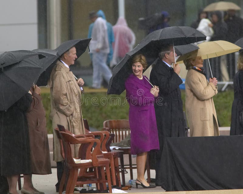 Laura Bush editorial stock photo. Image of umbrella, news - 26279198