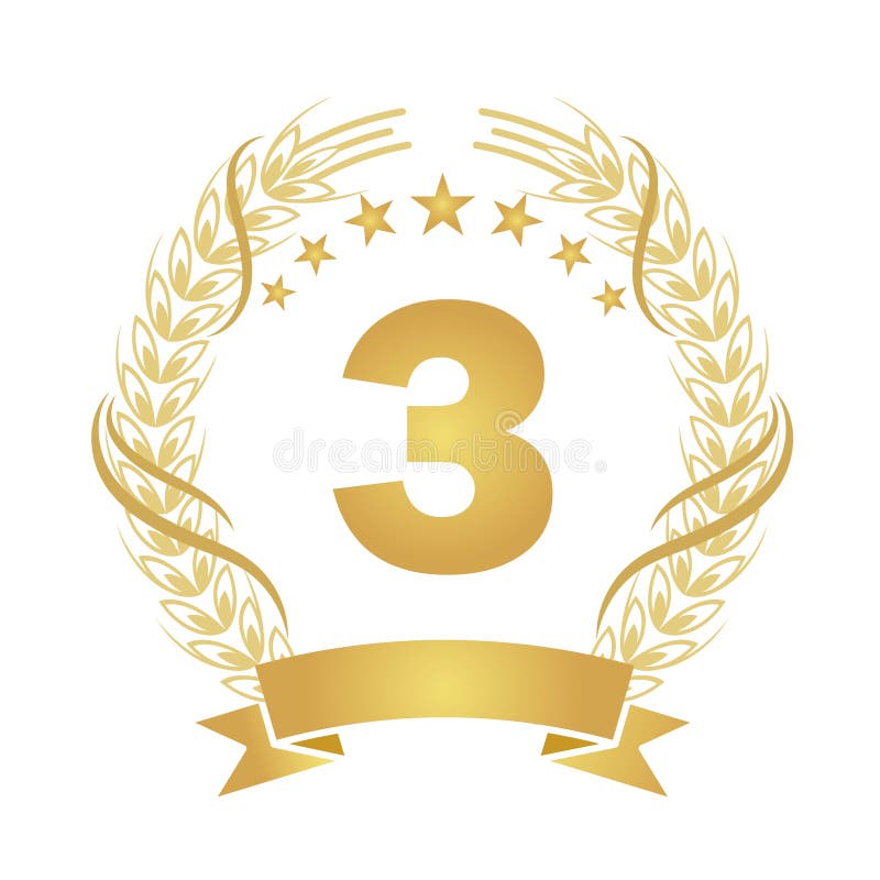 Laurel Wreath with Flag Number Three. Stock Vector - Illustration of ...
