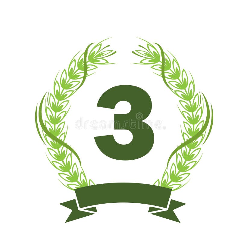 Laurel Wreath with Flag Number Three. Stock Vector - Illustration of ...