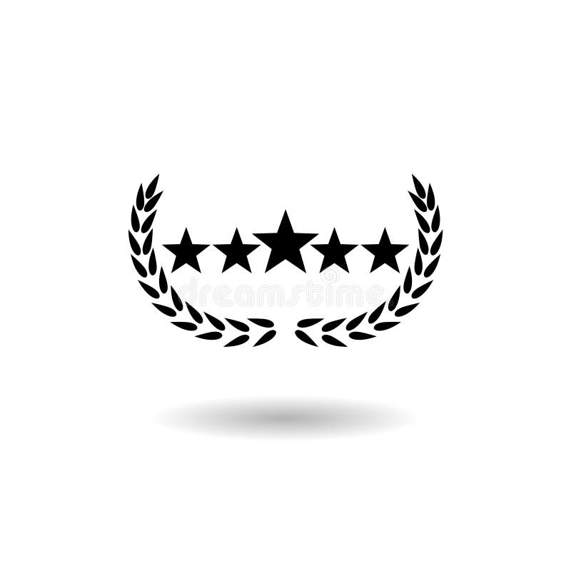 Laurel Five Stars Logo Icon with Shadow Stock Vector - Illustration of ...
