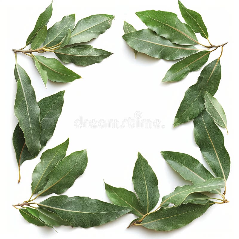 Laurel Frame Made of Fresh Bay Leaf Branches, Isolated on White ...