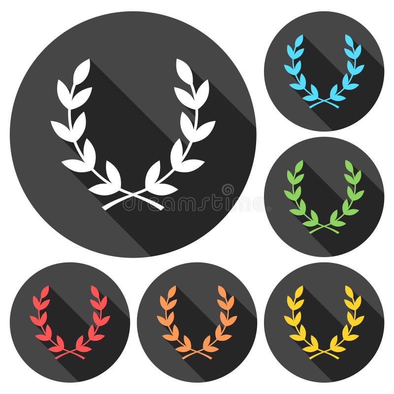 Laurel Icons Set with Long Shadow Stock Vector - Illustration of ...