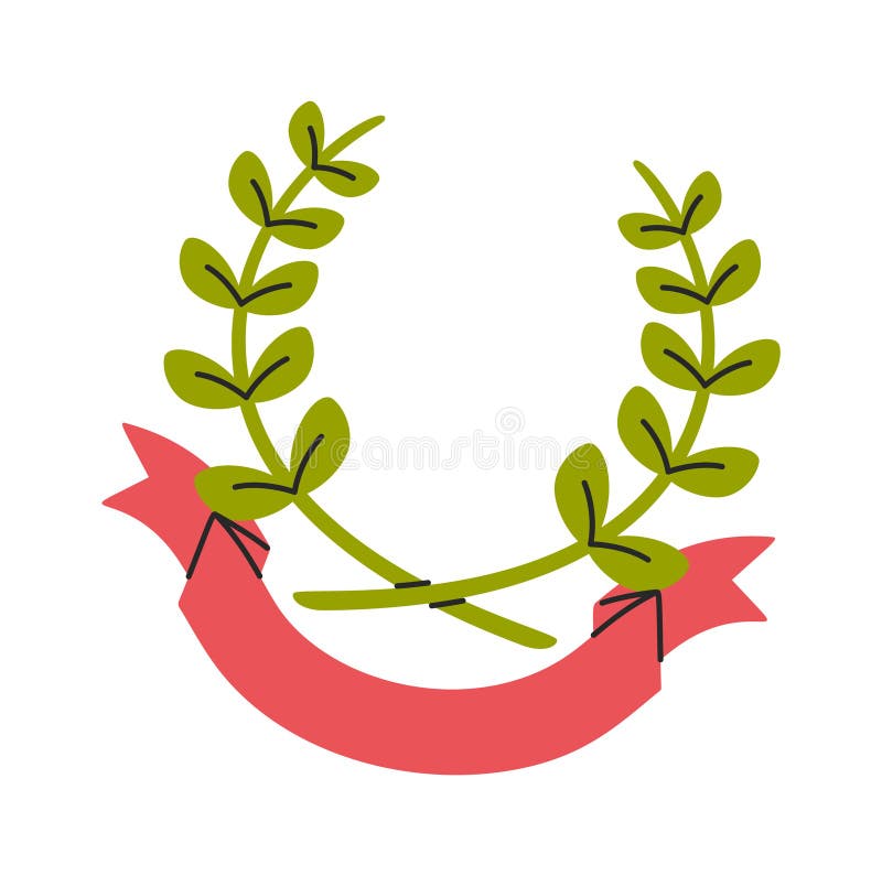 Laurel Leaf Branch Hand Drawn Stock Illustration - Illustration of ...