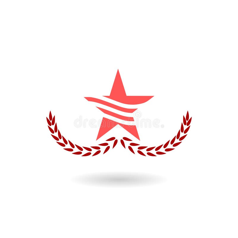 Laurel and Star Icon with Shadow Stock Vector - Illustration of ...