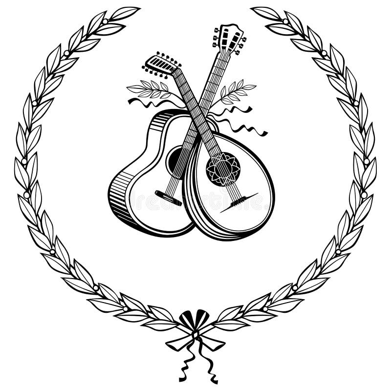 Laurel Wreath with Instruments Stock Vector - Illustration of black ...