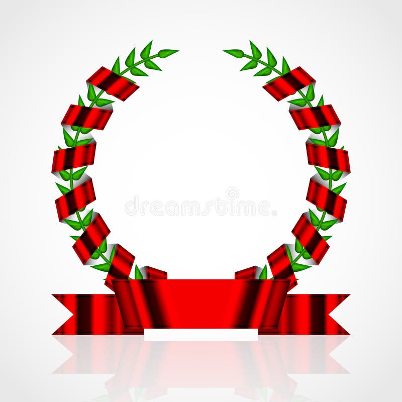 Laurel Wreath with Red Ribbon Stock Vector - Illustration of ribbon ...