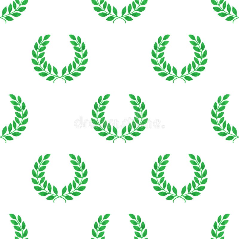 Laurel Wreath. Seamless Pattern with Hand-drawn Stock Illustration ...