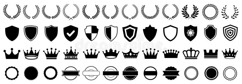 Laurel Wreath, Shield, Crown and Banners Set Stock Vector ...
