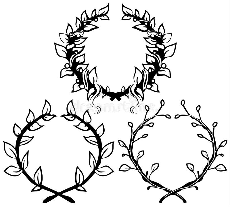 Laurel Wreaths Design Element Stencil Stock Vector - Illustration of ...