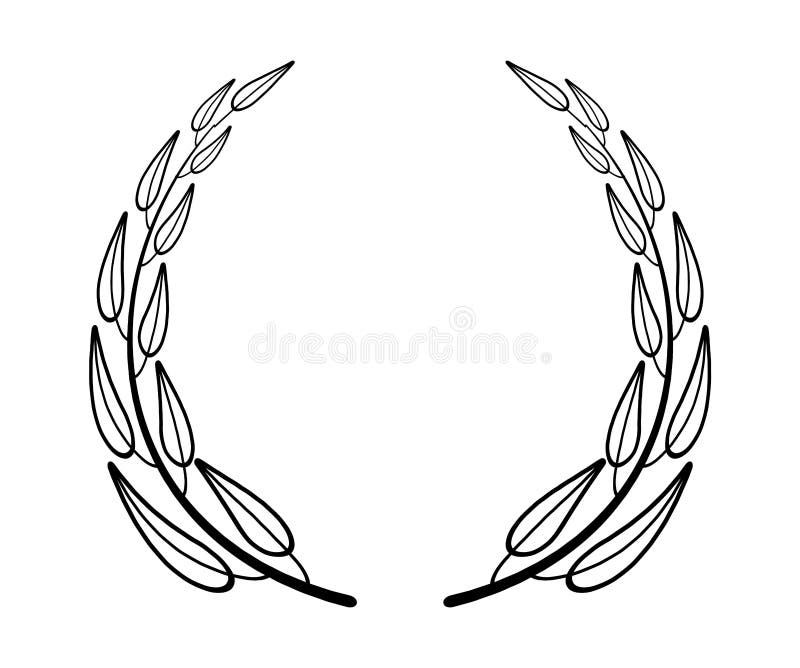 Laurels Round Border Vector in Simple Line Style. Linear Circle Laurel ...