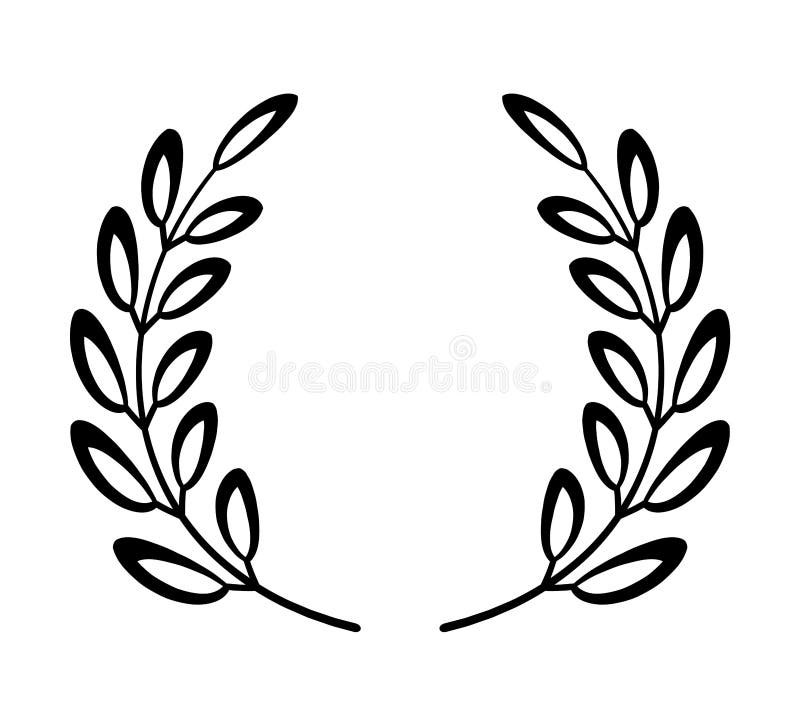 Laurels Round Border Vector in Simple Line Style. Linear Circle Laurel ...