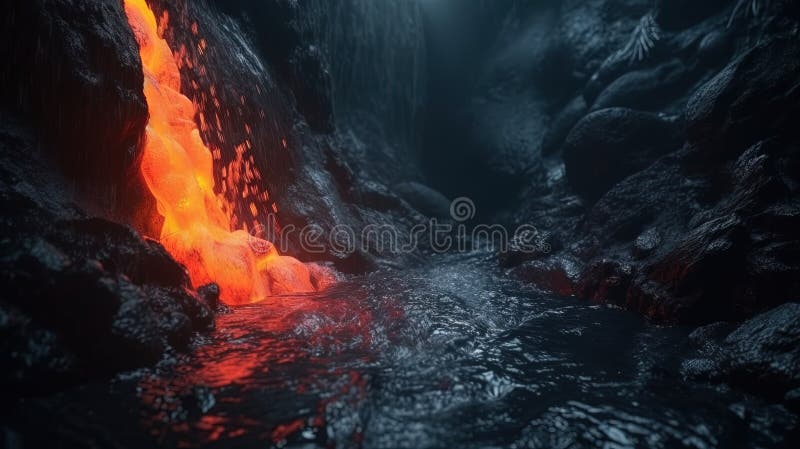A Lava with a Bright Orange Substance Coming Out of it Stock ...