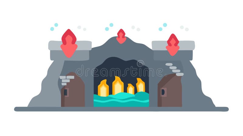 Lava Cave, Fiery Interior, Volcanic Formation, Vector Design Generative ...