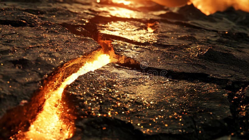 Lava Cracks in the Earth Surface during a Volcanic Eruption in a Remote ...