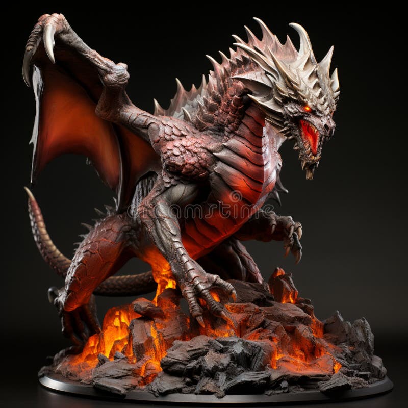 Lava Dragon Isolated on White Background Stock Illustration ...