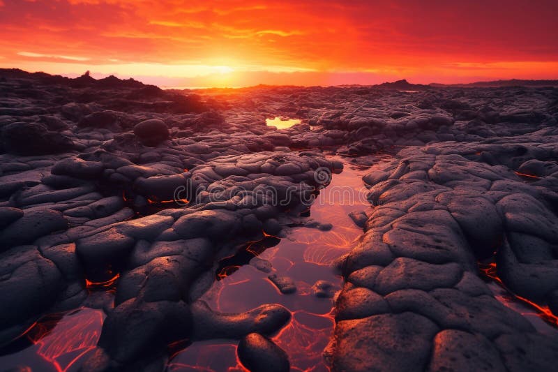 Lava Erupted from a Volcano. Stock Illustration - Illustration of ...