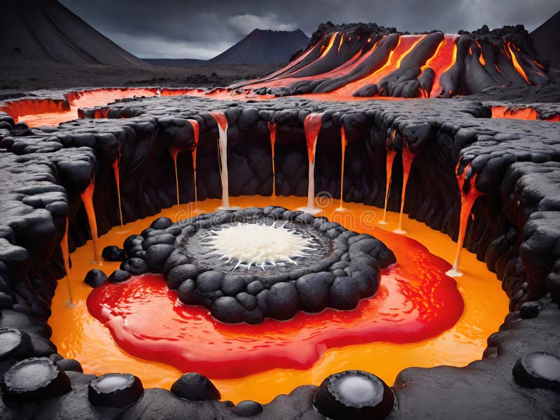 Lava Eruption with Lava Volcano Stock Illustration - Illustration of ...