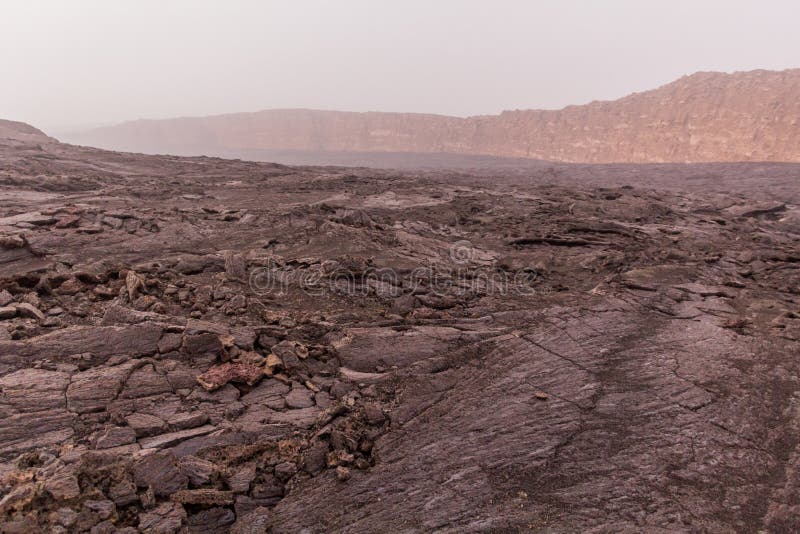 Lava Fields in Erta Ale Volcano Crater in Afar Depression, Ethiop Stock ...