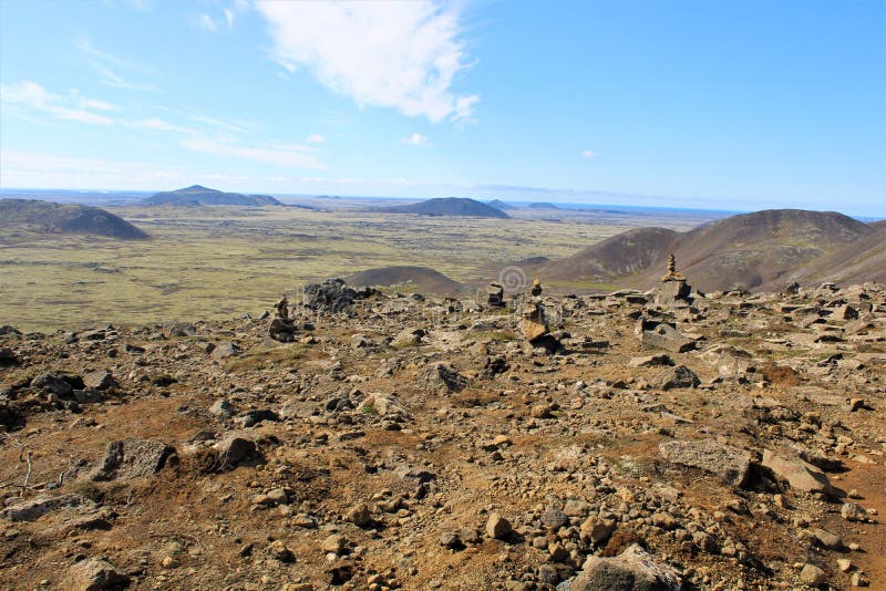 Panoramic View in Iceland - Lava Field Stock Photo - Image of miles ...