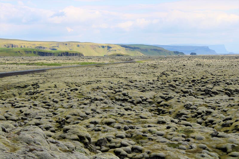 Lava fields in Iceland stock image. Image of moss, basalt - 255477421