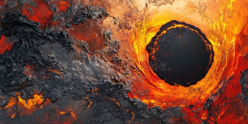 Lava Filled Area with Black Hole Stock Photo - Image of magma, natural ...