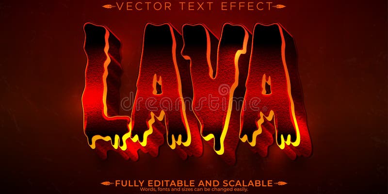 Lava Fire Text Effect, Editable Volcano Magma Text Style Stock Vector ...