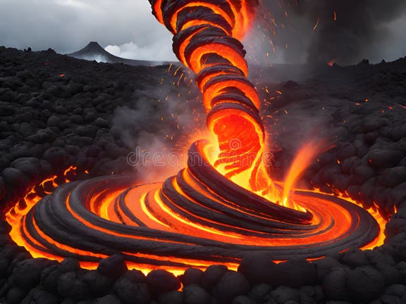 A Lava Flow in the Air with Lava Pouring Out of it Stock Illustration ...