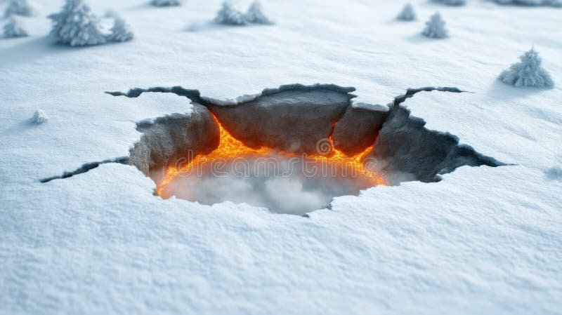 Lava Flow Cracking Frozen Mountain Surface. Stock Illustration ...