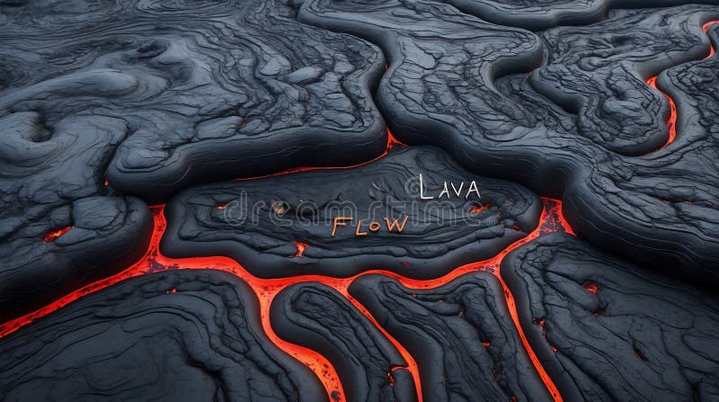 Lava Flow Creating Intricate Patterns on a Volcanic Landscape during ...