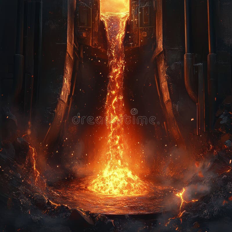 A Lava Flow is Depicted in a Dark, Ominous Setting Stock Illustration ...