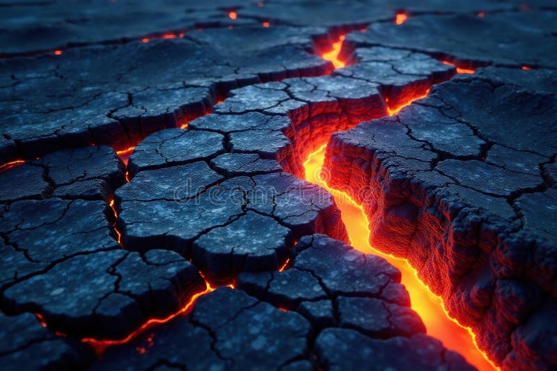 Lava Flow Landscape with Fine Cracks and Fissures, Cracks, Natural ...