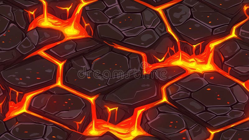 Lava Flow Patterns Illuminate the Surface with Vibrant Orange As Molten ...