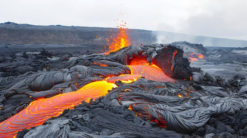 Lava Flow in Red Hot Volcano in Experimentation Style Stock ...