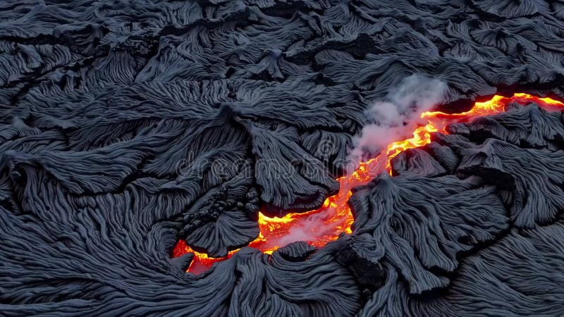 Lava Flow through Rugged Volcanic Terrain, Dramatic Nature Concept ...