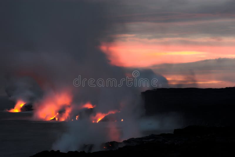 Lava Flowing into the Ocean Stock Photo - Image of hawaii, nature: 12779690